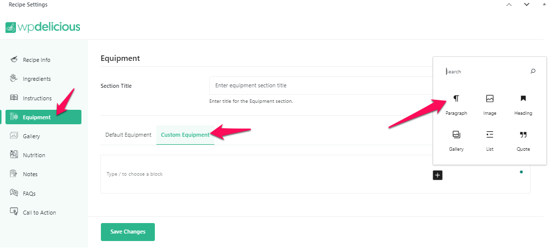 How to display Equipment in your recipe? - WP Delicious