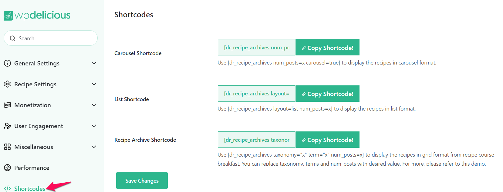 How to use Shortcode to display Recipe listing or category? - WP Delicious